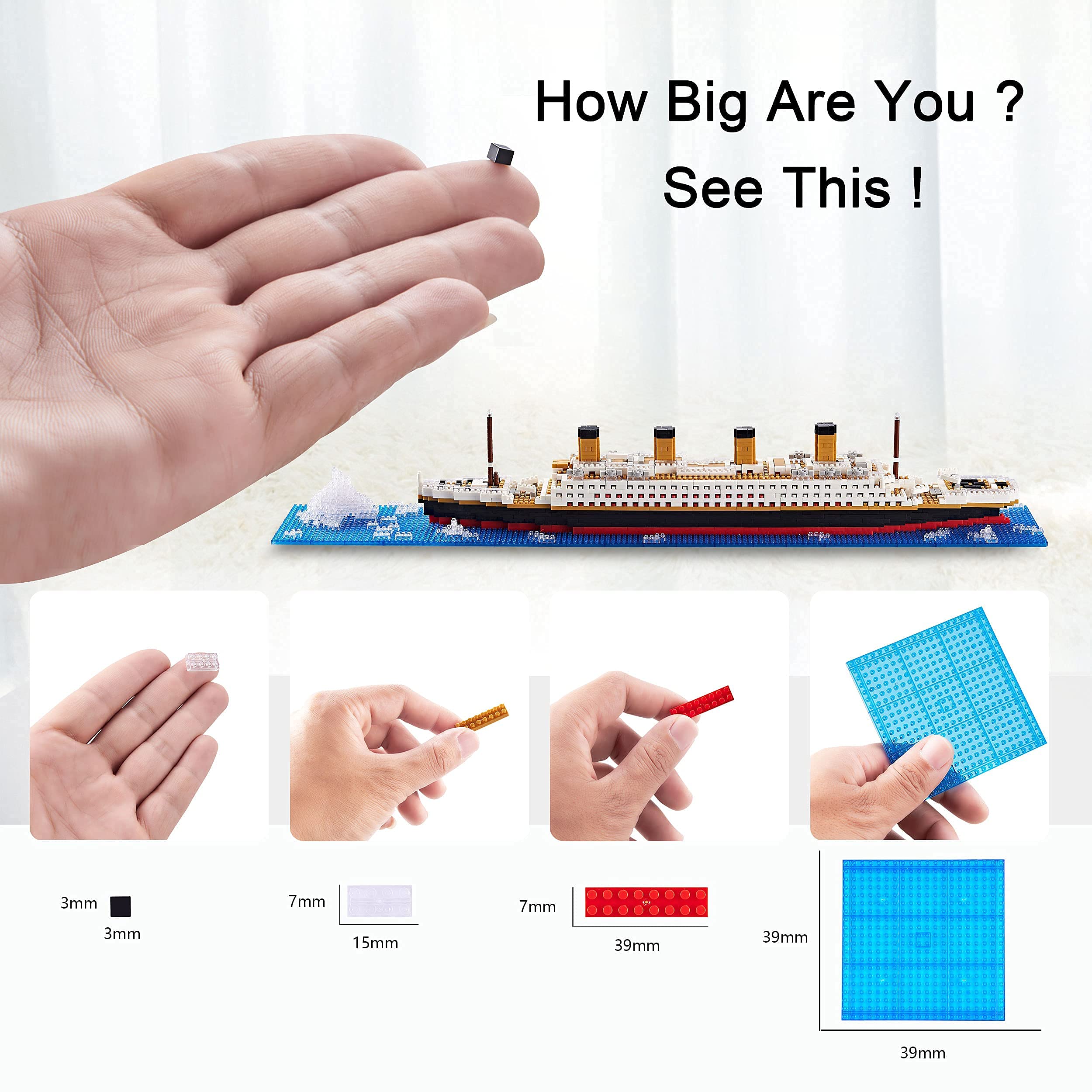 DAFDAG Titanic Large Size Mini Building Blocks Building Kit for DIY Mini Building Blocks and Toy Gifts for Adults or 14+ Kids (1872 Pieces)
