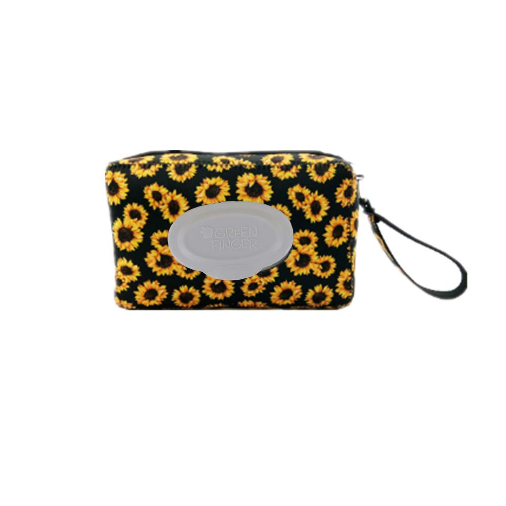 Sunflower Neoprene Wet Tissue Dispenser Case Infant Reusable Stroller Pram Wet Wipes Storage Box Convenient Tissue Case Paper Towel Holder for Travel