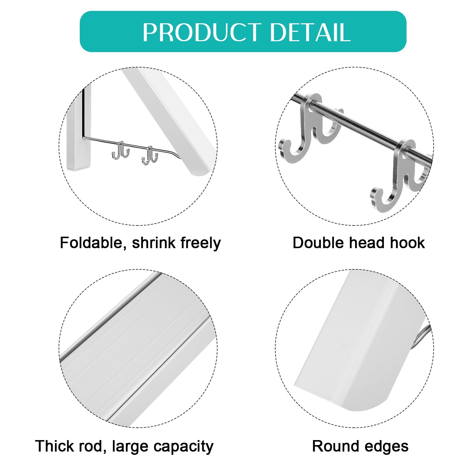 Layhit 4 Pcs Folding Clothes Drying Rack Wall Mounted Retractable Clothes Rack Aluminum Foldable Wall Hangers for Clothes Space Saving Laundry Closet Organization White Clothing Dryer Rack for Storage