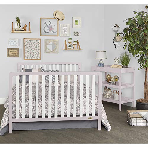 Dream On Me Ridgefield 5-in-1 Convertible Crib in Blush Pink & White, Greenguard Gold Certified