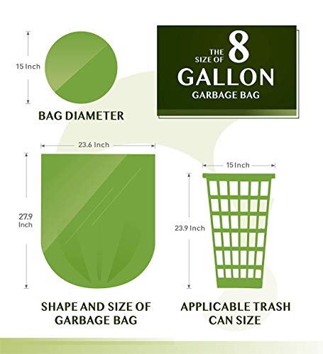 Compostable Trash Bags - FORID 8 Gallon Garbage Bags 150 Count Trash Can Liners 30 Liter Unscented Medium Wastebasket Bags for Kitchen Bathroom Home Office Garbage Can (5Rolls/Green) - Durable & Thick Trash Bag