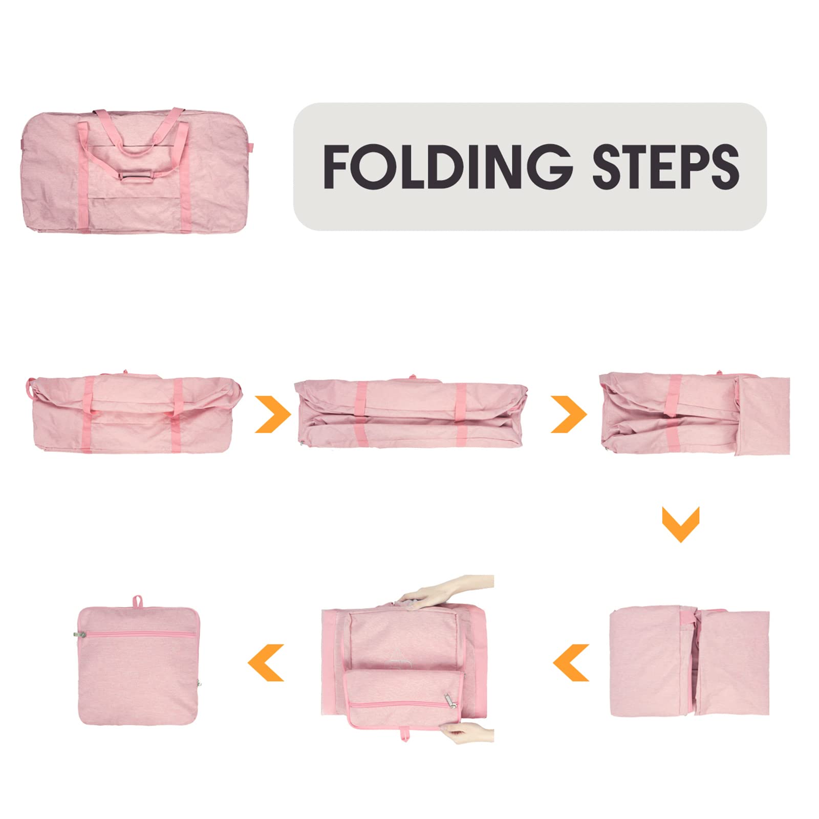 32" Foldable Duffle Bag 100L for Travel Gym Sports Lightweight Luggage Duffel By WANDF (32 inches (100 Liter), Pink Denim 32'')