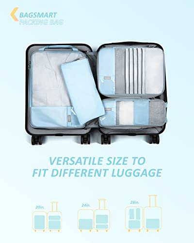 Compression Packing Cubes for Suitcases, BAGSMART 4 Set Travel Organizer Cubes for Travel Essentials, Expandable Luggage Suitcase Organizer Bags Set, Lightweight Packing Organizers as Travel Accessories for Women / Men