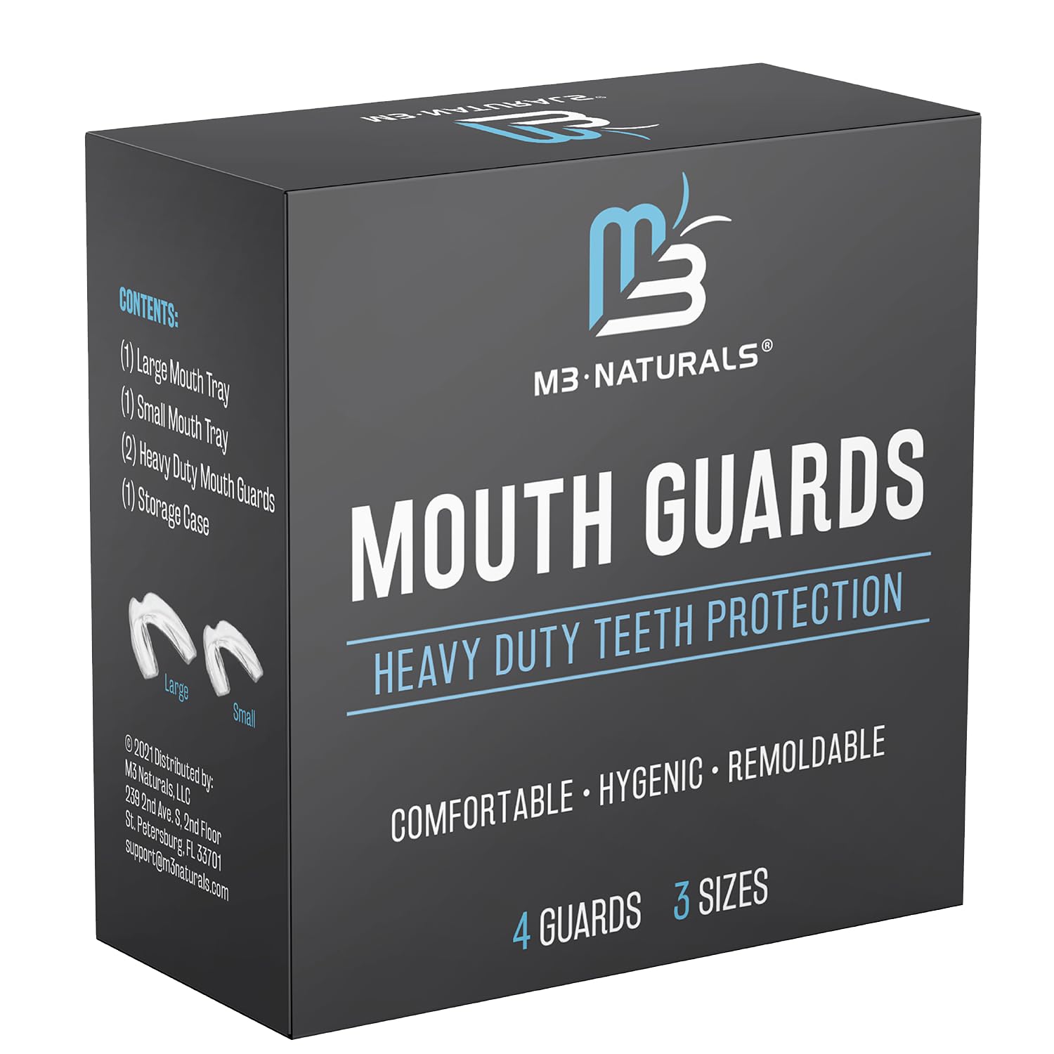 Mouth Guard for Grinding & Clenching Teeth BPA Free 4 Guards for Adults & Kids Dental Guards Bite Guards Night Guards for Teeth Grinding Teeth Grinding Mouth Guard for Sleep by M3 Naturals