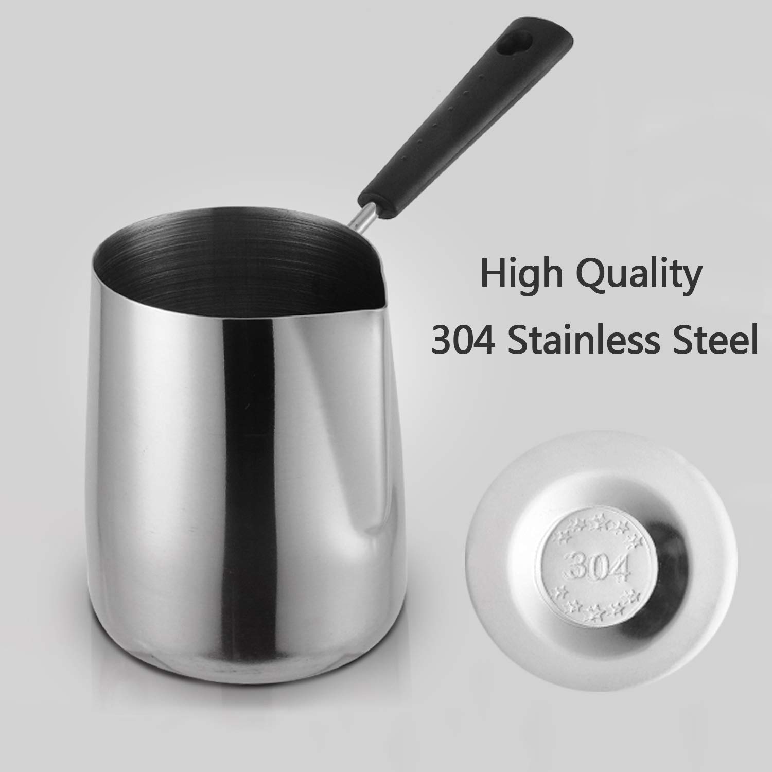 600ML/20oz Turkish Coffee Pot β 304 Stainless Steel Coffee and Butter Warmer, Premium Milk Warmer and Milk Pot with Spout