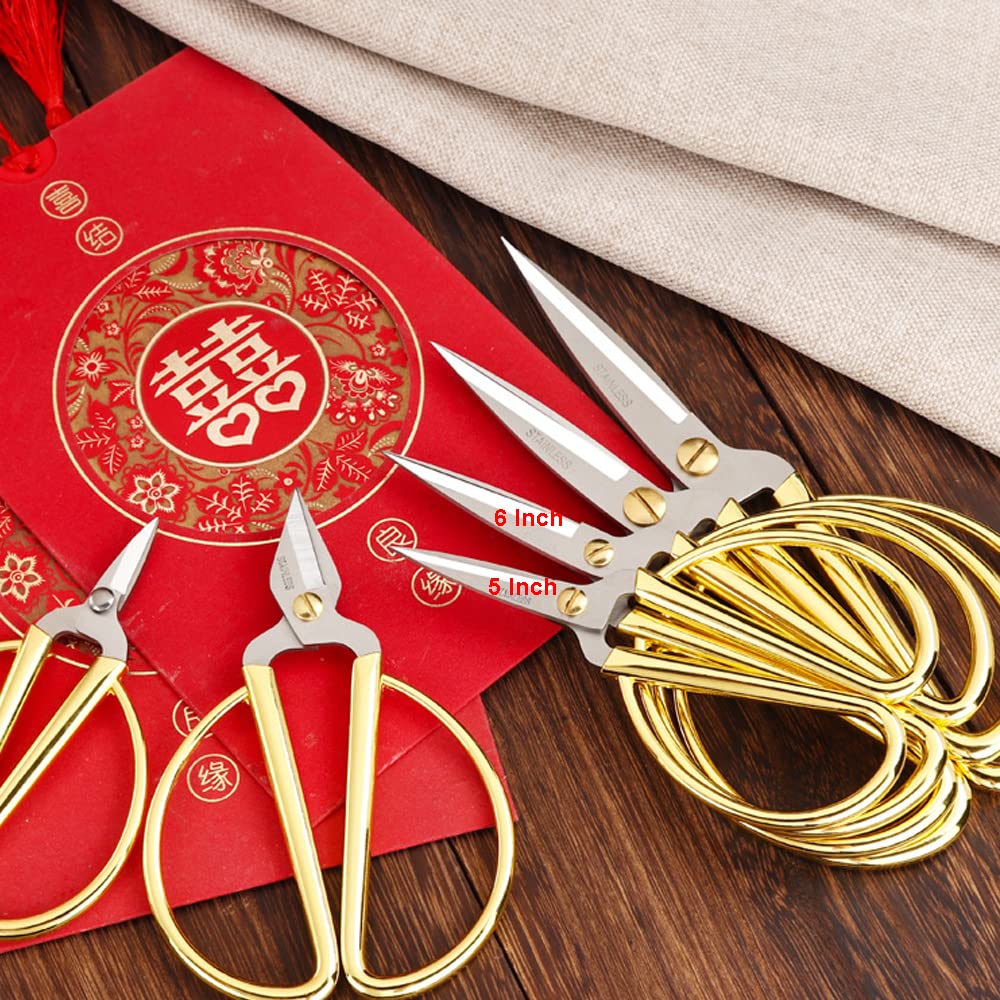 Aemoe 5 Inch All Stainless Steel Sewing Scissors, Sharp Tailor Scissors for Embroidery, Sewing, Craft, DIY Art Work & Daily Use for Home Office School Gold