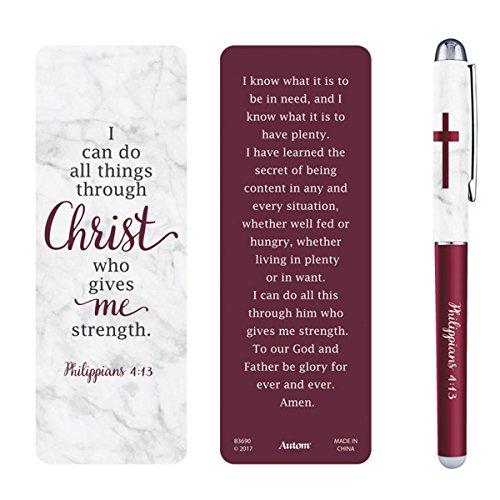 I Can do all Things Bible Verse Ballpoint Pen with Bookmark Gift Set