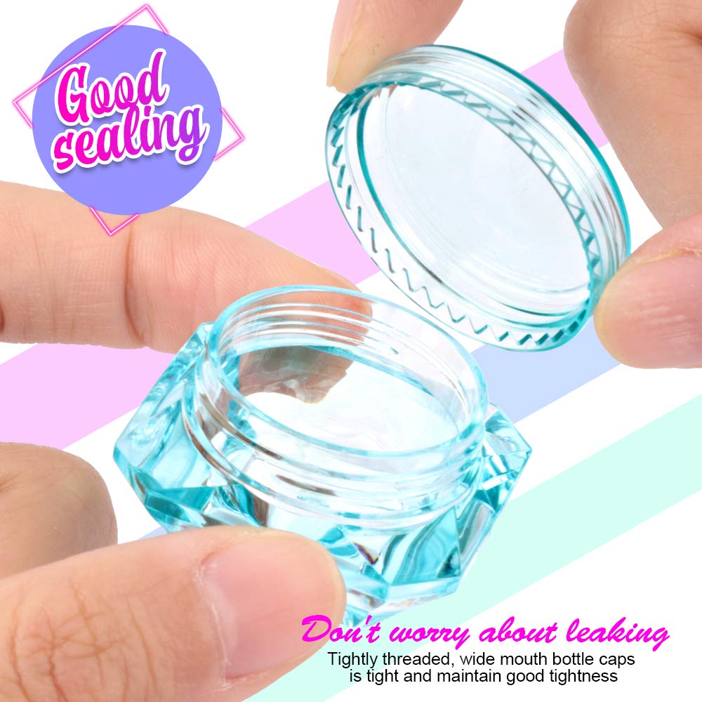 40Pcs Cosmetic Containers, HNYYZL 3 Gram Sample Empty Container Plastic Travel Pot Jar, for Eye Shadow Nails Powder Jewelry Earrings Lotion Cream Sample Make-up Storage(8 Colors, 3ML)