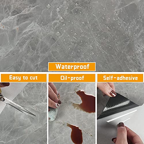 CHICHOME 16-Pack 12x12 Inch Grey Peel and Stick Floor Tile Bathroom Waterproof Marble Vinyl Flooring Tiles Self Adhesive Removable Kitchen Stick Floor Tiles Decorative for Bedroom Basement Floor