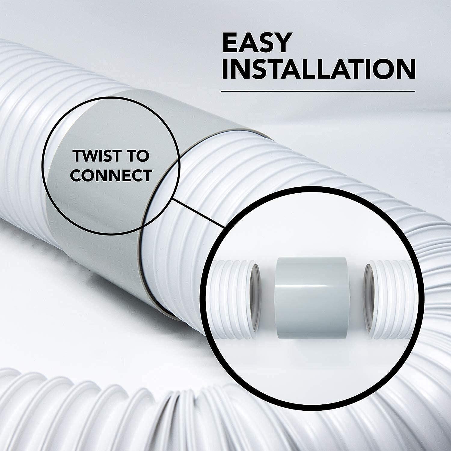 Capuca Portable Air Conditioner Exhaust Hose Extender Extension, Mobile AC Vent Coupler,Clockwise Counterclockwise Bi-Direction Thread Universal Compatible with Exhaust Hose with 5.1 Inch Diameter