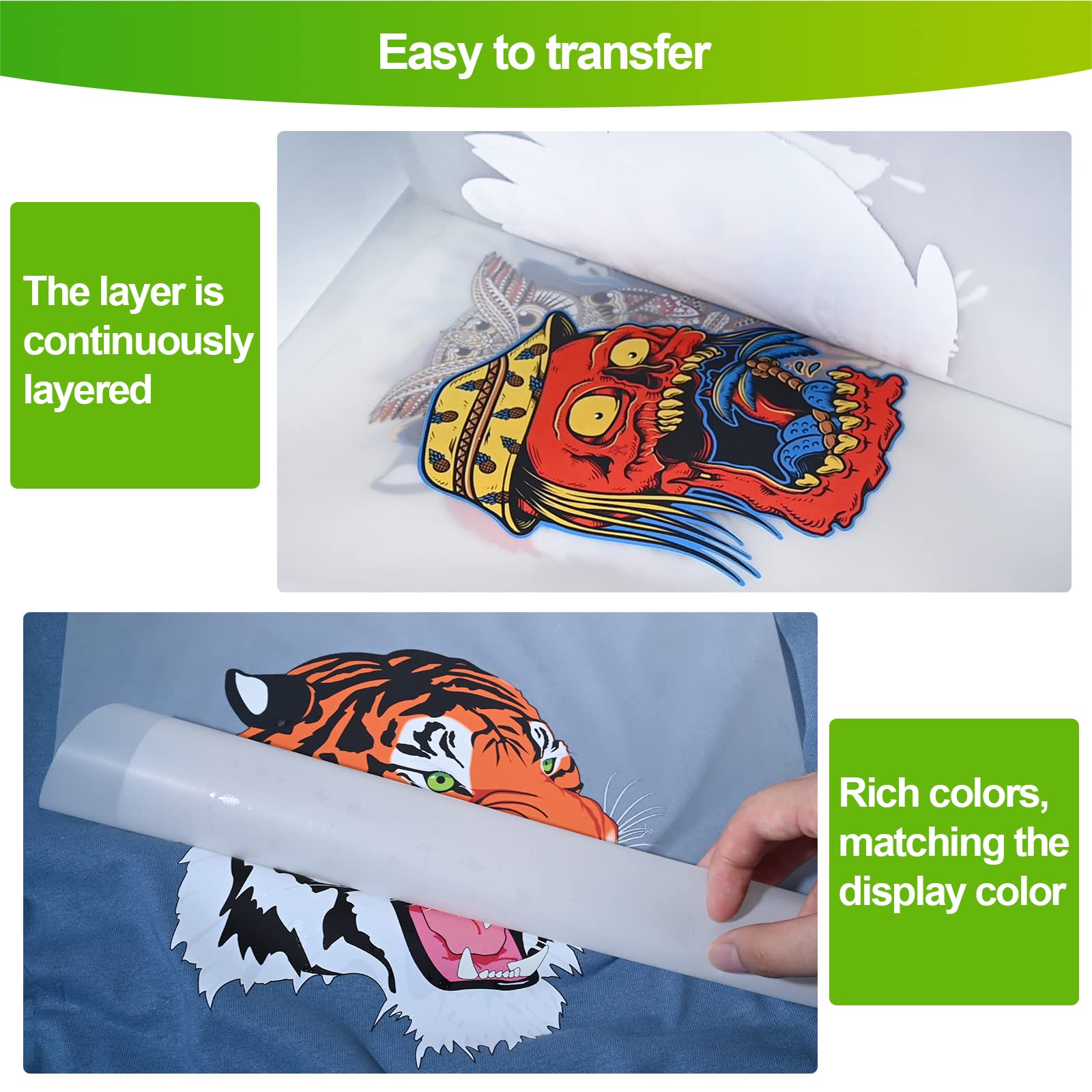 CenDale Premium DTF Transfer Film 13"x19" - A3 Plus 50 Sheets Double-Sided Matte Clear PreTreat Sheets PET Heat Transfer Paper for DIY Direct Print on All Fabric and Colors T-Shirts Textile