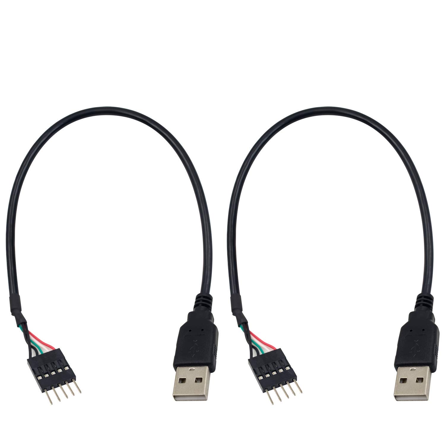 Duttek USB to USB Motherboard Header Cable, USB 2.0 Type A Male to 5 Pin Male Header Dupont Cable Cord 30CM/12IN (2 Pack)