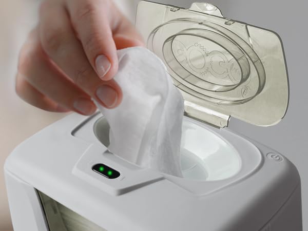 GOGO Pure Baby Wet Wipe Warmer and Wet Wipe Dispenser, Advanced Features - 4 Bright Auto Off LED Ample Lights for Nighttime Changes, Dual Heat for Baby's Comfort, Improved Design and Only at Amazon