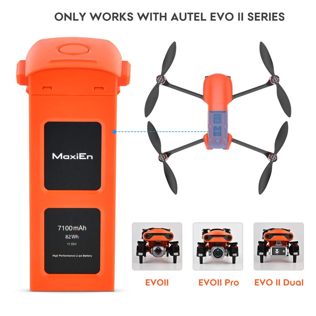 Autel Robotics EVO II Intelligent Battery, 2025 EVO II Battery Fit Autel EVO 2 EVO 2 Pro EVO 2 Enterprise RTK Dual 640T Drones (V2 & V3), 7100mAh 11.55V, Autel Original Smart Battery