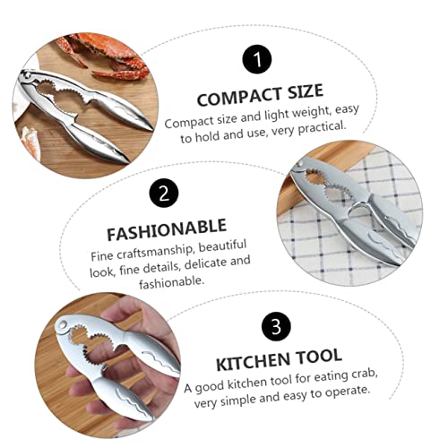 BESTonZON 1pc Crab Claws Nut Opener Lobster Knife Seafood Tool Kit Practical Crab Grip Zinc Alloy Crab Clamp Eating Crab Grip Zinc Alloy Sheller Eat Crab Silver Nut Crab Grip Kitchen Gadget