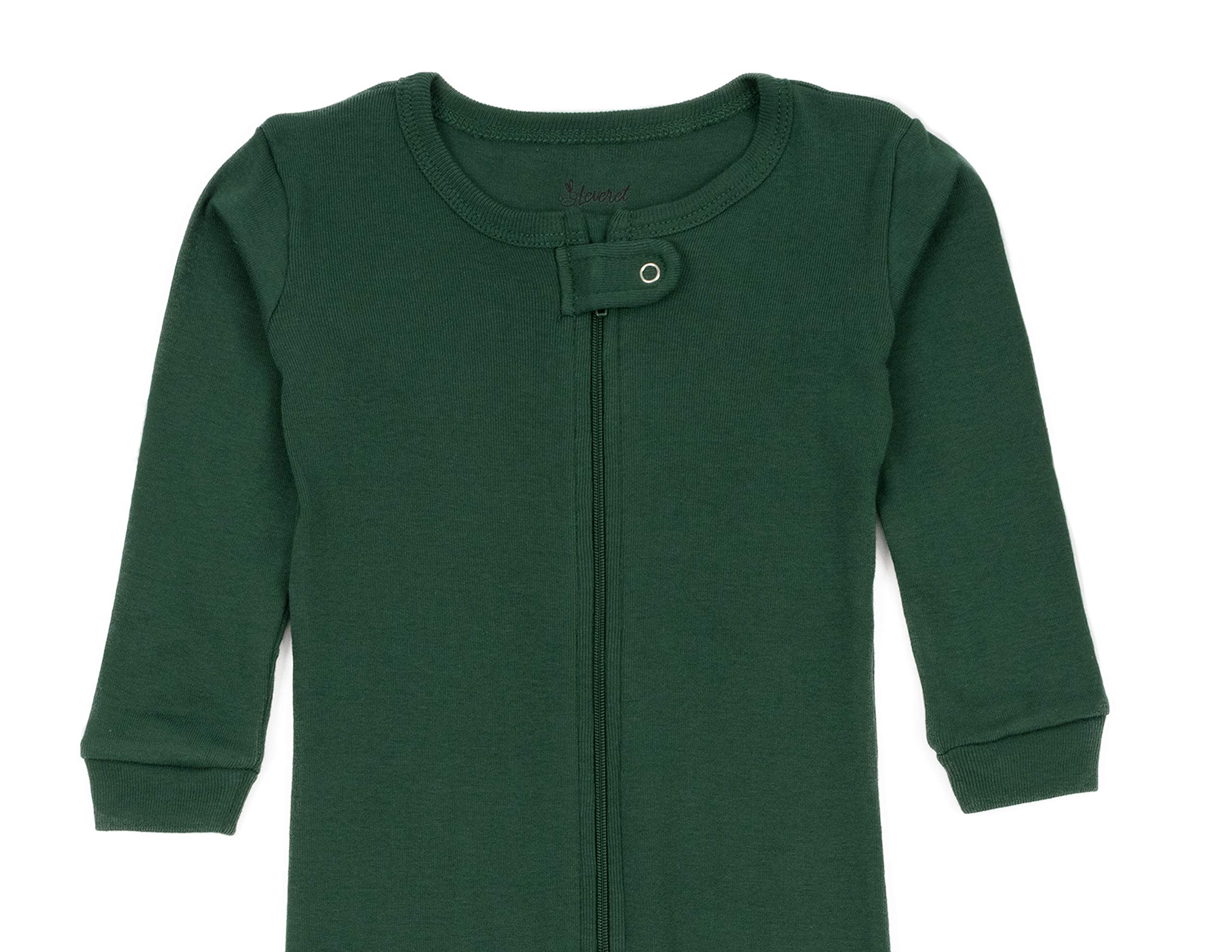 Leveret Kids Boys Girls Footed Cotton Pajama Solid Uniform Green Size 0-3 Months