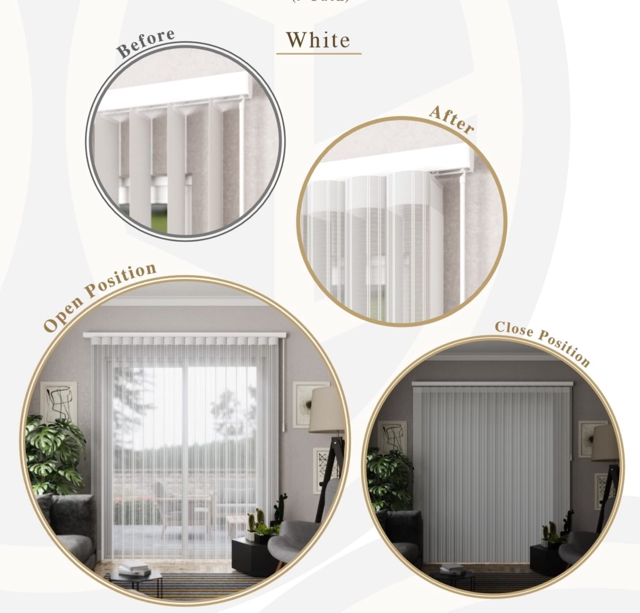 84'' H Brown Color Vertical Fabric Blinds walkthrough Curtain with Built in Sheer Door Blinds Blinds & Shades Blackout Blinds Window Shade Vertical Blinds for Sliding Doors , Sliding Blinds, White