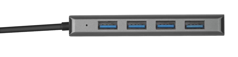Trust Halyx 4 Port USB 3.2 Gen1 Hub, Extra USB-A Ports, 5 Gbps Data Transfer Speed, Hub for PC, Laptop, Computer with USB-A Port, Compact Hub, Widows, Mac, Chrome - Grey