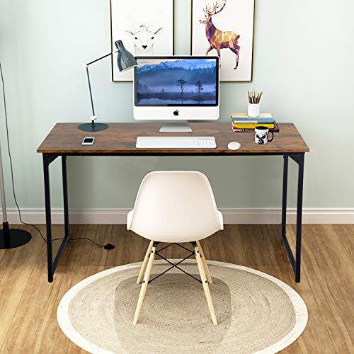 Computer Desk,47.2 inches Home Office Desk Writing Study Table Modern Simple Style PC Desk with Metal Frame,Brown