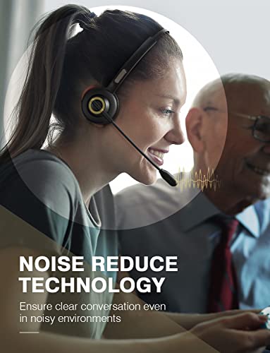 Bluetooth Headset with Microphone, NIXIUKOL Trucker Bluetooth Headset Noise Cancelling Microphone with Charging Base, Hands-Free Wireless Cell Phone Headset for Home Office Call Center Skype PC Laptop