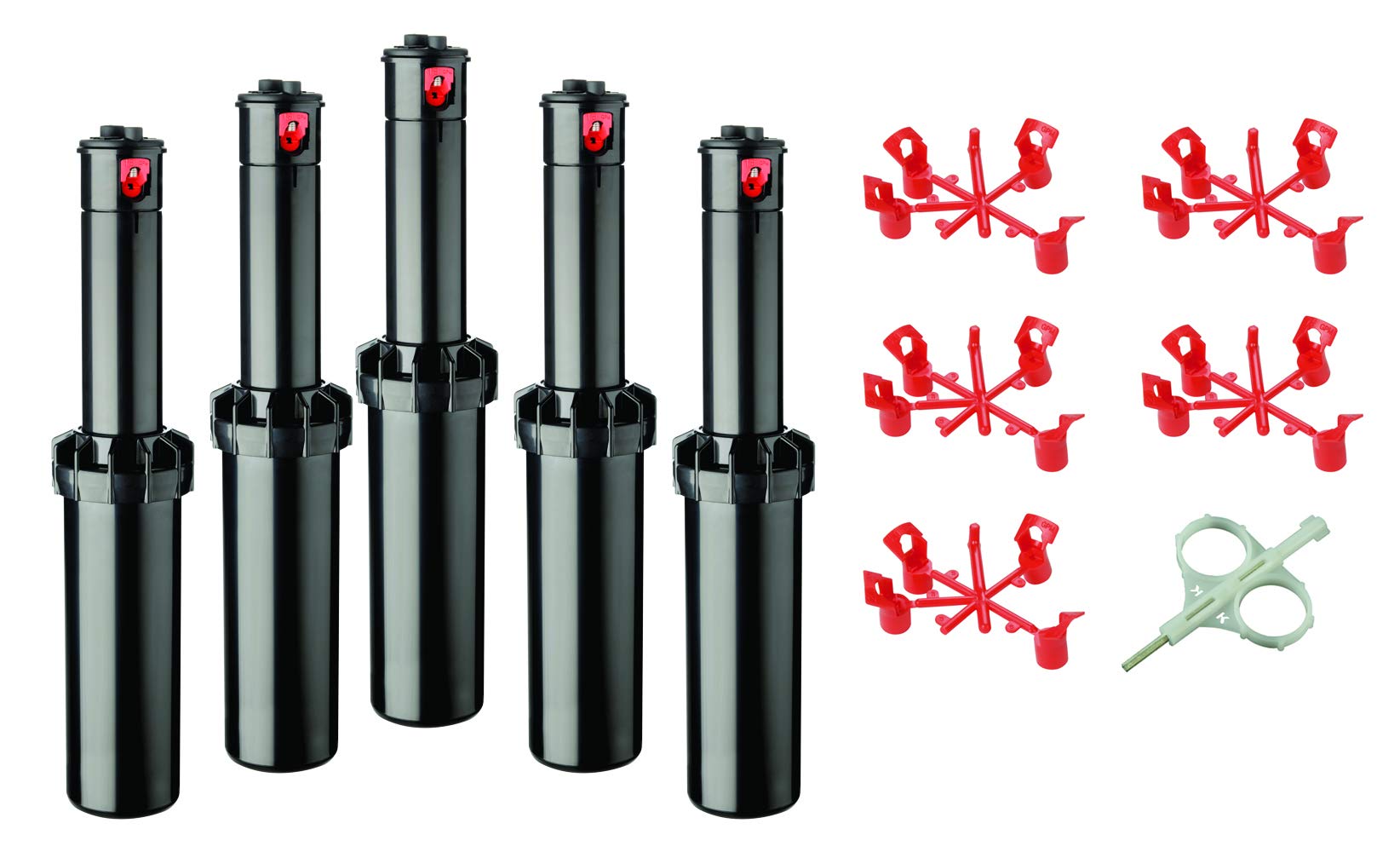 K-Rain RPS50 1/2" Gear Drive Rotor 4" Pop-Up| 18' - 33' Spray Distance, 20-70 PSI, 40° - 360° Arc Spray Pattern | Includes Install Kit (5 Pack)