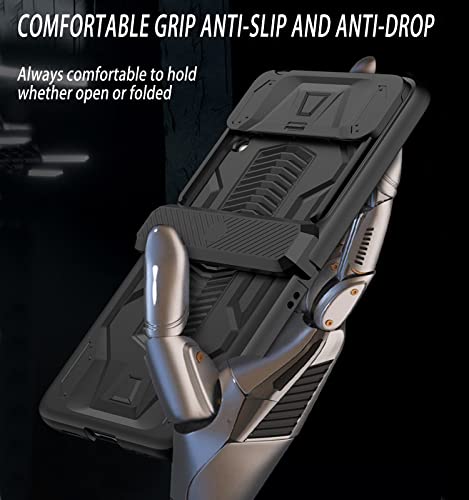 COCOING for Samsung Galaxy Z Flip 3 Case with Hinge Protection Device and Sliding Camera Protection Cover,Military-Grade Armor Protection Case for Samsung Z Flip 3 5G (Black)
