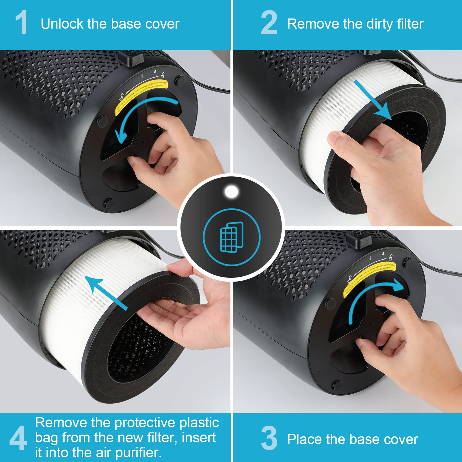 Air Purifier for Home Large Room 861 (Filter pre-installed) Ozone-Free & H13 Replacement Filter Compatible with MOOKA and KOIOS EPI153 Air Purifier