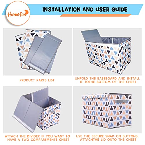 HOMEFOX X-Large Toy Chest - Toy Box - Toy Storage Organizer Bin Basket - 25''x17''x15'' w Flip Top Lid Kid Large ToyBox for Boy Girl Collapsible Portable Stackable Lightweight Foldable Sturdy Storage