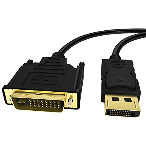 VANDESAIL DVI to Displayport Cable, 10 Feet DP to DVI Gold Plated Adapter Cord, Compatible with PC, Laptop, HDTV, Projector, Monitor and More (10 Ft, Black)
