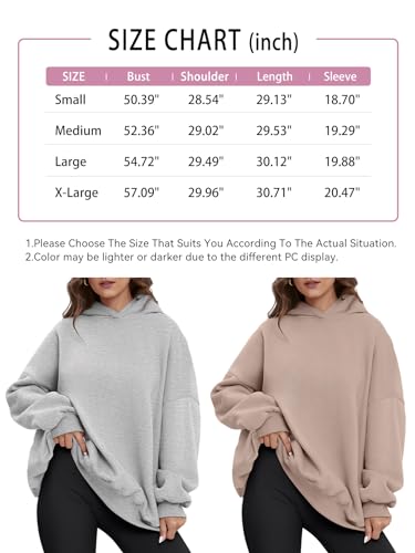 ATHMILE Fall Outfits for Women 2023 Hoodies Oversized Sweatshirt Sweaters Fleece Lined Plus Size Y2K Long Sleeve Tops Casual Fashion Coffee Grey
