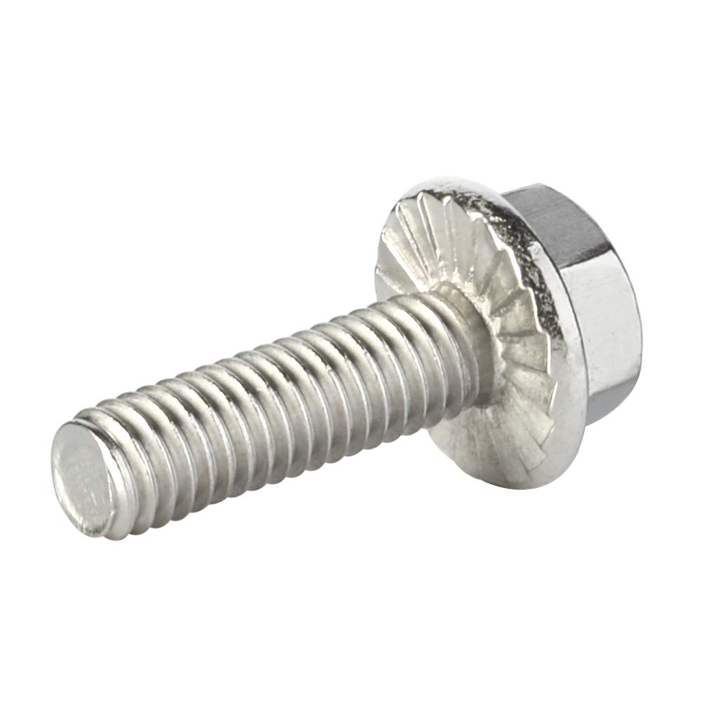 M6 x 12mm Flanged Hex Head Bolts Flange Hexagon Screws, Stainless Steel A2, DIN 6921, 25 PCS