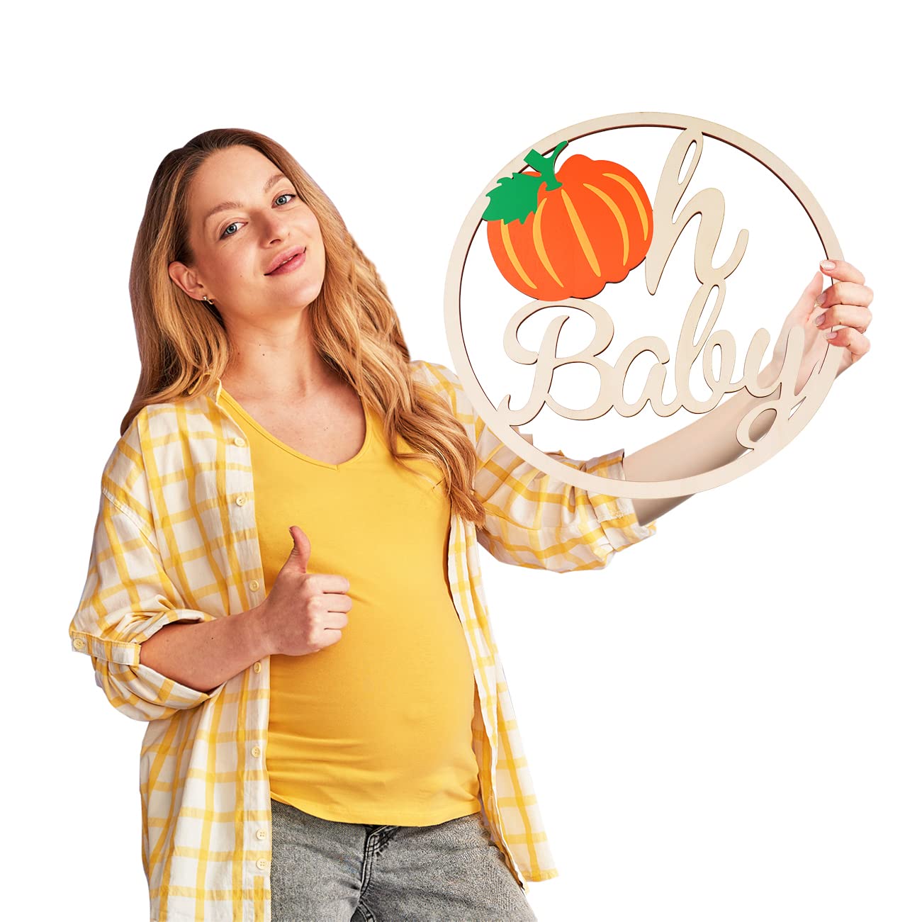 Little Pumpkin Baby Shower Decorations, Oh Baby Pumpkin Wooden Sign for Fall Theme Baby Shower Party Supplies