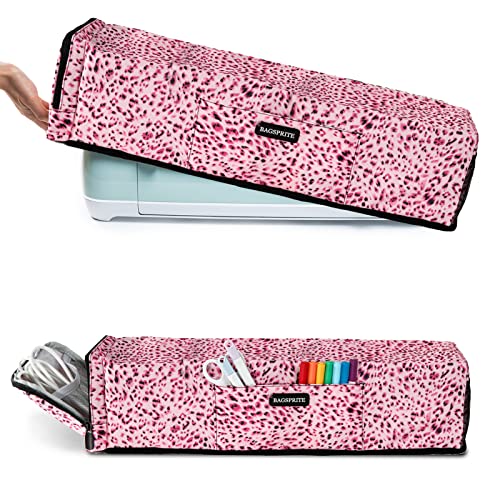 BAGSPRITE Cover for Cricut Maker, Maker 3， Explore 3, Explore Air 2, Cricut Dust Cover with Pockets for Tool Set Cricut Accessories (Rose Red)