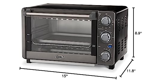 Dash Express Countertop Toaster Oven with Quartz Technology, Bake, Broil, and Toast with 4 Slice Capacity and Pizza Capability – Black