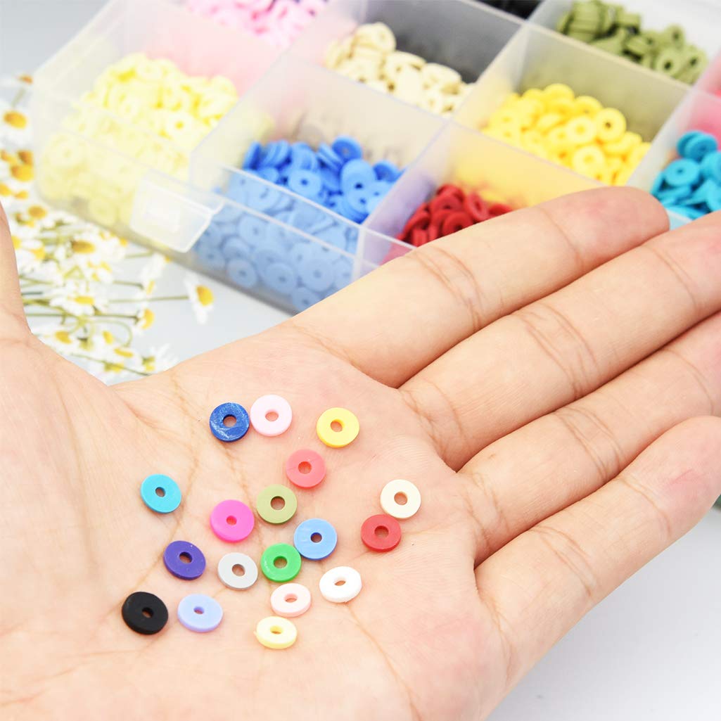 4500Pcs Clay Beads for Bracelets Making Mini Clay Beads Flat Clay Beads Clay Bead Set DIY Clay Beads Clay Bead Kit for Bracelet Making Jewelry Necklace DIY