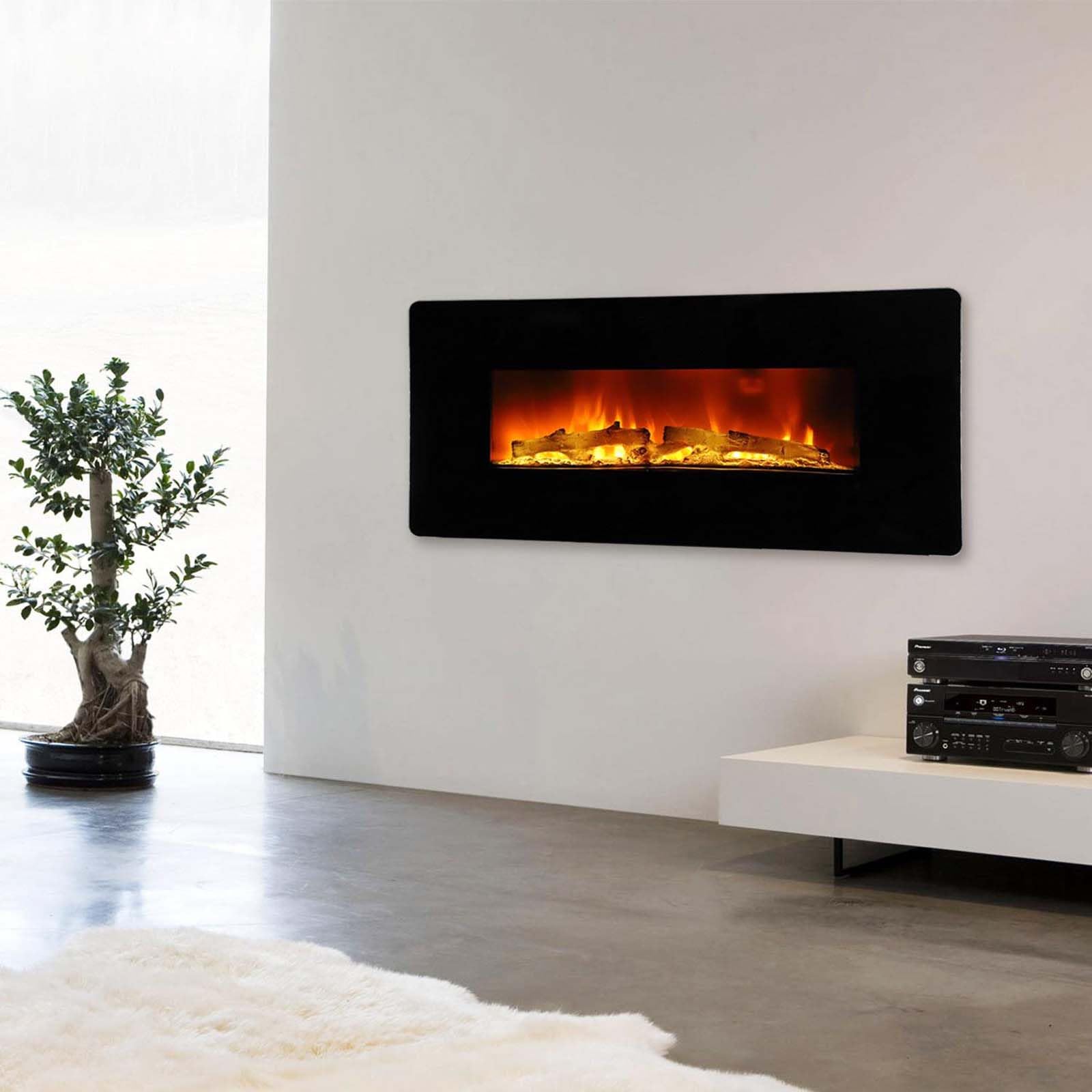 36" Electric Fireplace w/Remote Control, 2 in 1 Wall-Mounted/Freestanding Fireplace Heater w/Timer, Remote Control, Adjustable Flame Color for Bedroom Living Room