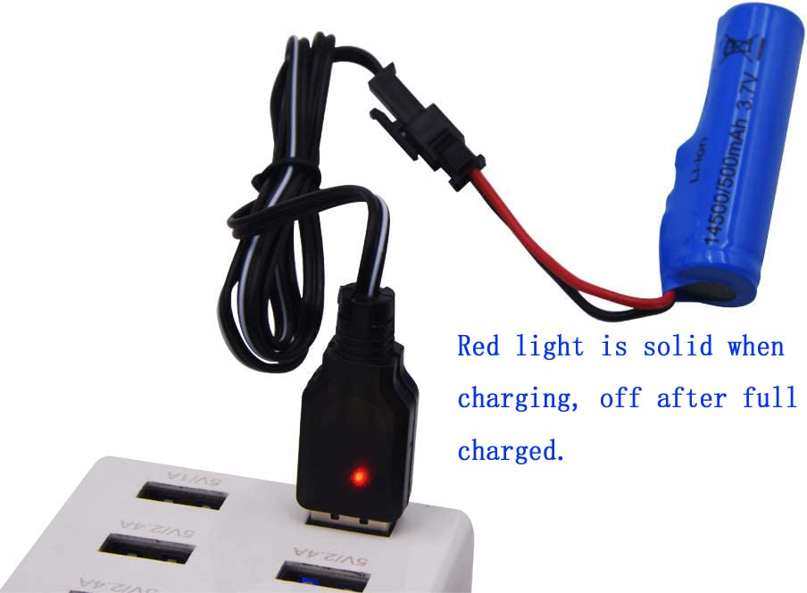 Blomiky 2 Pack 3.7V 500mAh Li-ion Rechargeable Battery SM 2P Plug with USB Charger Cable for Double Sided RC Stunt Car Small RC Boat Tumbling Amphibious RC Car RC Truck and C63 Battery and USB 2