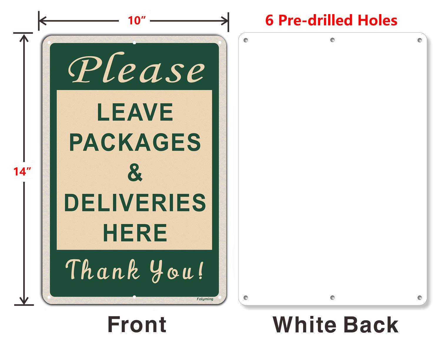 Please Leave Deliveries and Packages Here Thank You Signs 10 x 14 Inches Package Delivery Sign, Metal Reflective Sturdy Rust Aluminum Waterproof Easy to Install