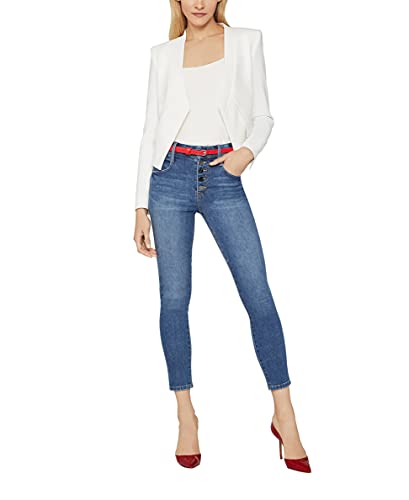 BCBGMAXAZRIA Women's Blazer with Front Button Closure and Long Sleeves, Off White, Small