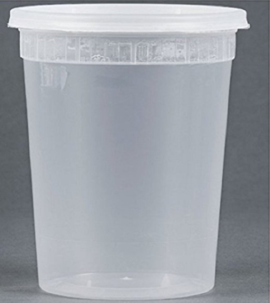 32oz plastic soup/Food container with lids (100 Pack)
