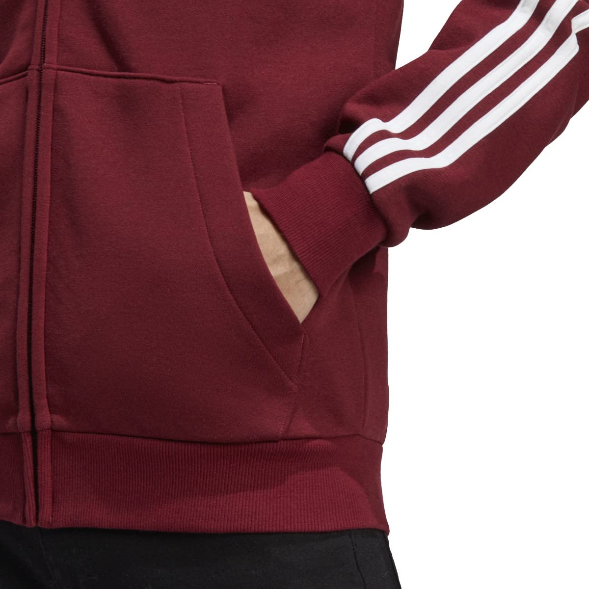 adidas Men's Essentials Fleece 3-Stripes Full-Zip Hoodie, Shadow Red, XX-Large