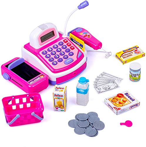 CifToys Cashier Toy Cash Register Playset | Pretend Play Set for Kids | Colorful Children’s Supermarket Checkout Toy with Microphone & Sounds | Ideal Gift for Toddlers & Pre-Schoolers