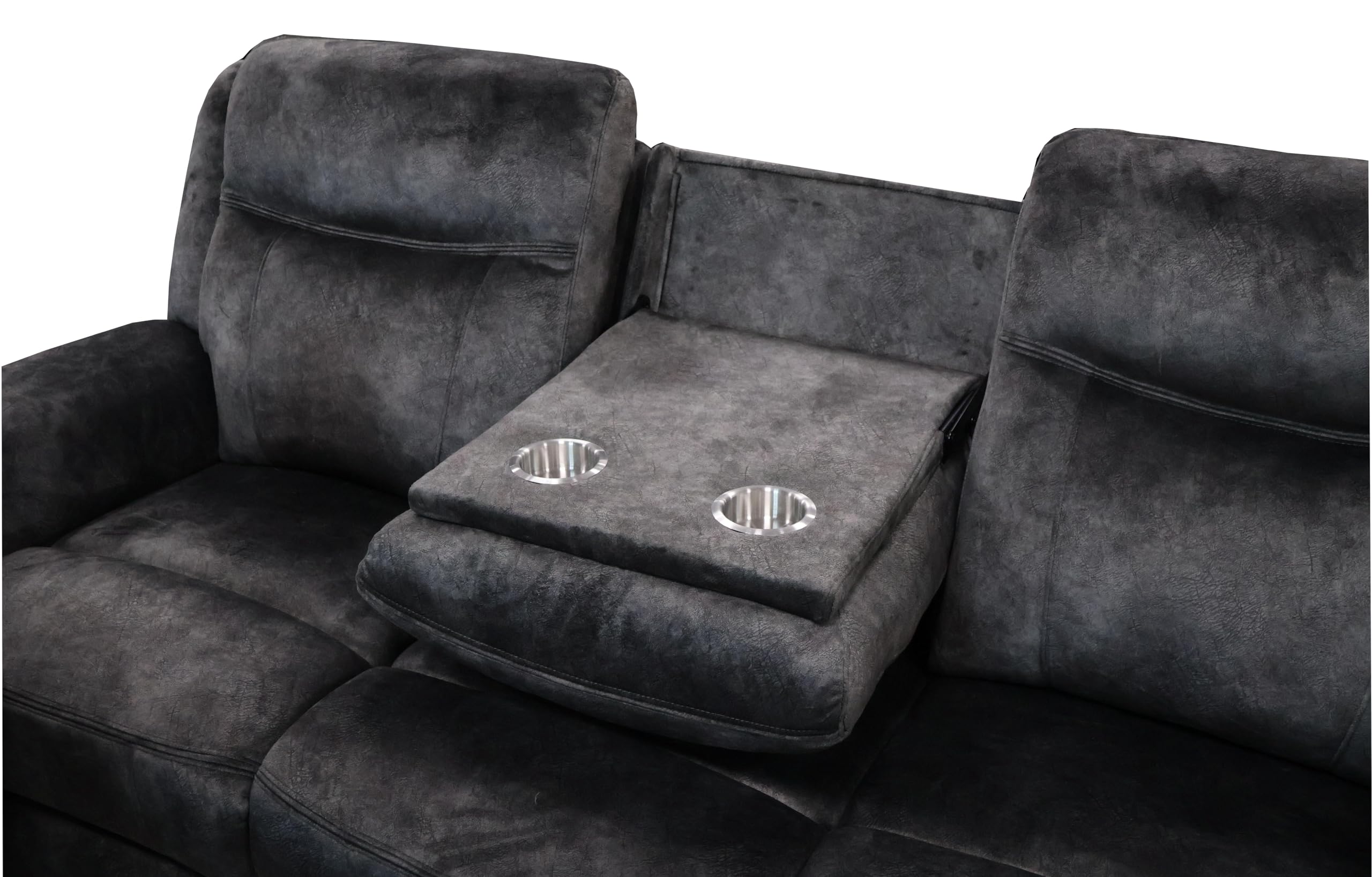 New Classic Furniture Park City Polyester Manual Sofa with Dual Recliner, Slate