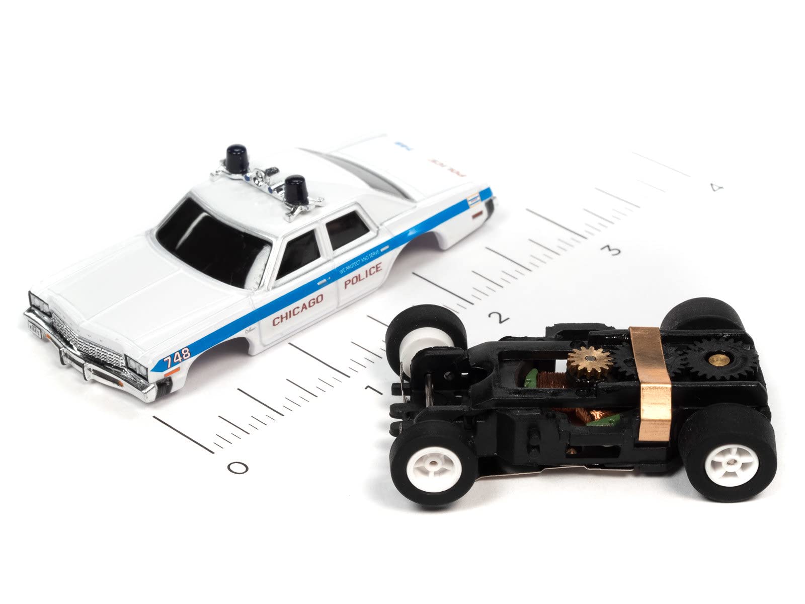 Auto World SC372-4 The Blue Brothers Chicago Police 1974 Monaco HO Scale Electric Slot Car