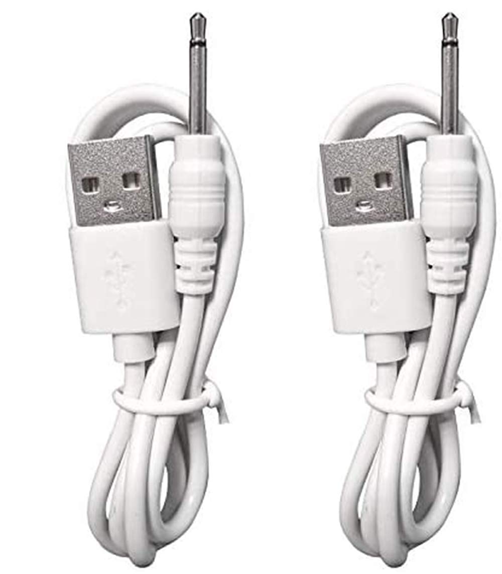 oGoDeal Replacement USB to DC Charging Cable | USB Charger Cord - 2.5mm - Original Replacement (2 Pack White)