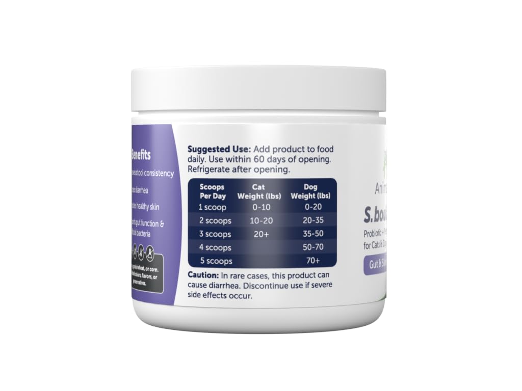 AnimalBiome Pet Probiotics - S. boulardii + FOS Probiotic and Prebiotic Powder for Dogs and Cats 60g