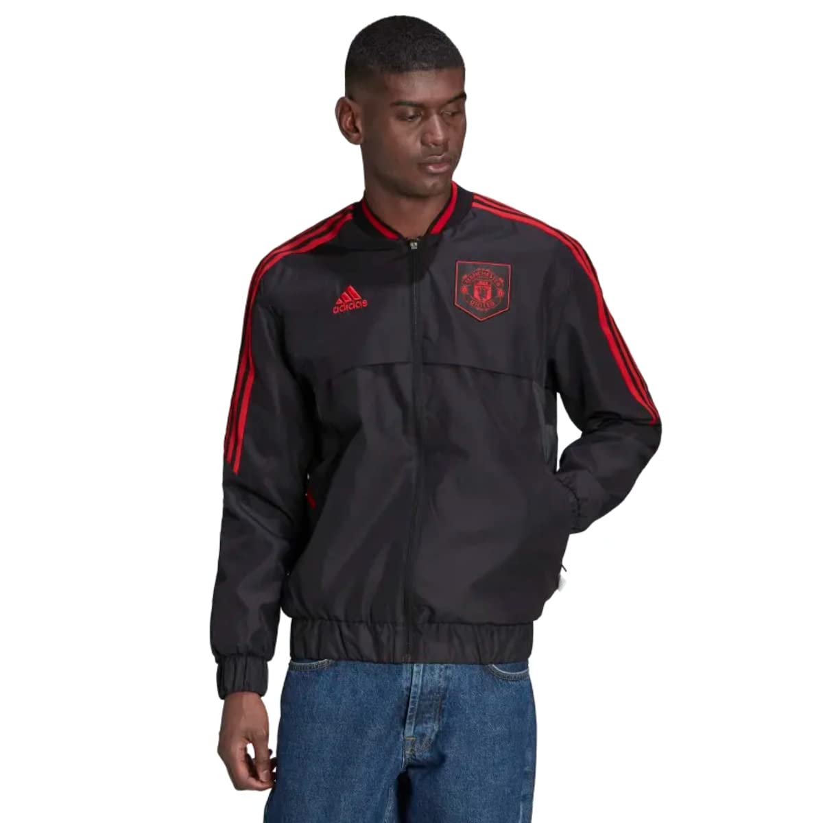 ADIDAS MEN'S MANCHESTER UNITED ANTHEM JACKET (Black, XX-Large)