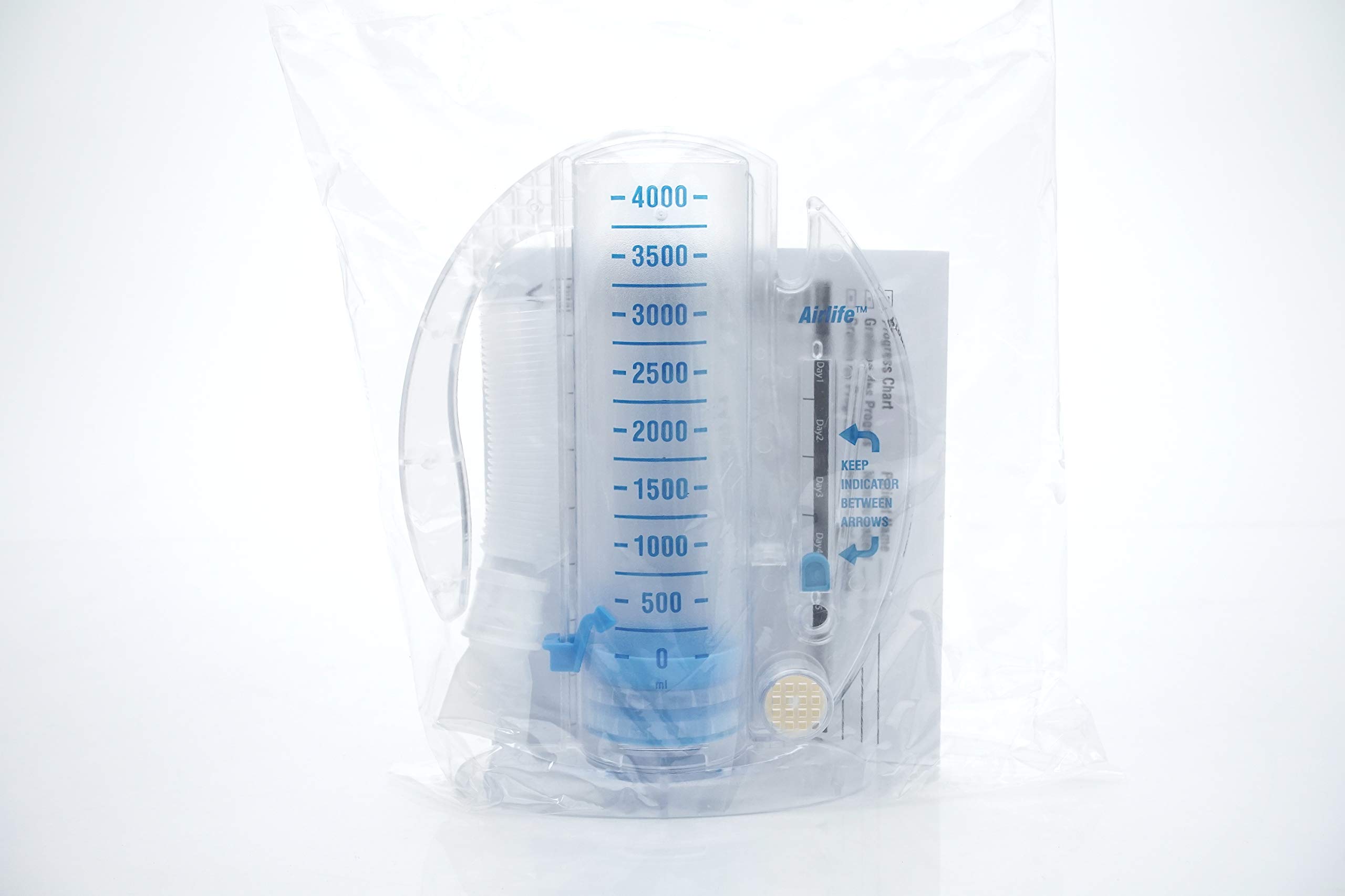 Vyaire Medical 1901A AirLife Volumetric Incentive Spirometers, One Way Valve, 4000 mL, Pack of 12