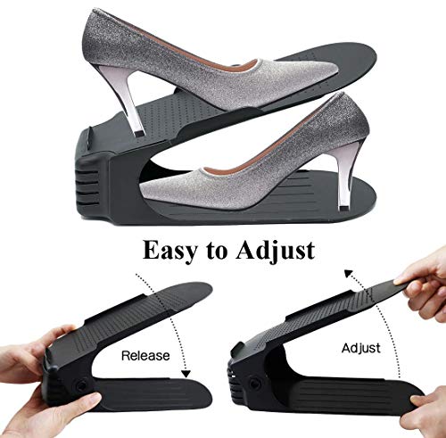 WISHAVE Shoe Slots Organizer 20 Pack for Closet, Adjustable Shoe Stacker Space Saver,Double Deck Shoe Rack Organizer Holder (Black)
