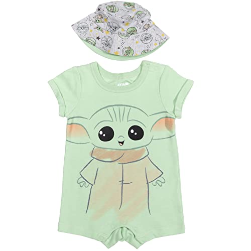STAR WARS The Mandalorian The Child Newborn Baby Boys Romper and Sunhat Green 6-9 Months